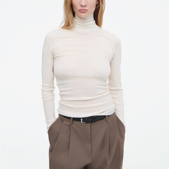 COS | Tops | Cos Merino Wool Turtleneck Top Raw Edges | Poshmark